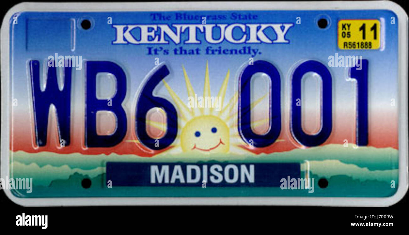 This is a 2005 Kentucky license plate, featuring the state's design and ...