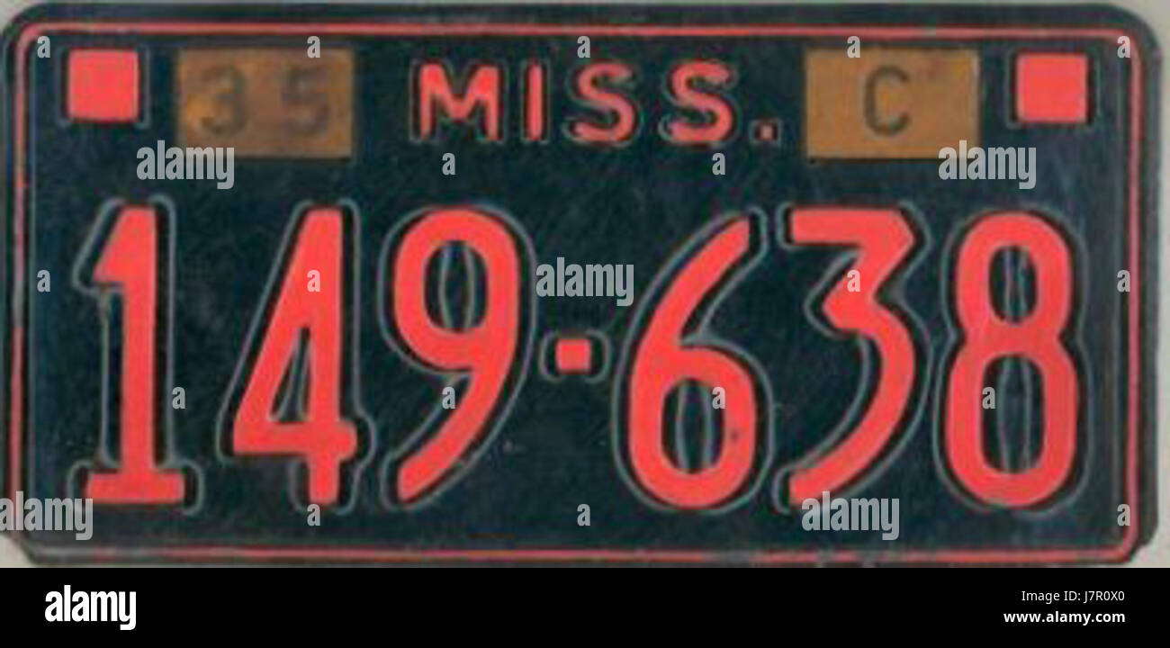 A 1935 Mississippi license plate, showcasing the design and style of ...