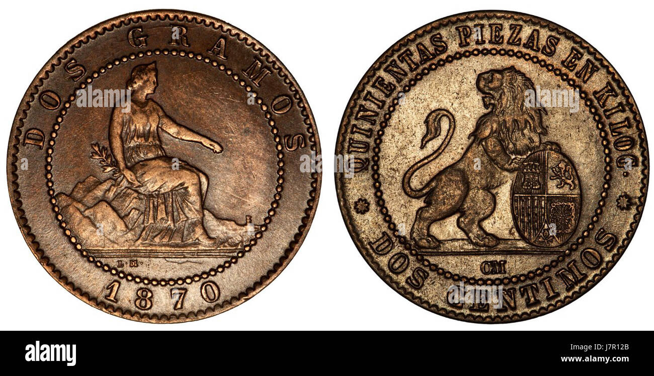 1870 2 Centimo Stock Photo - Alamy