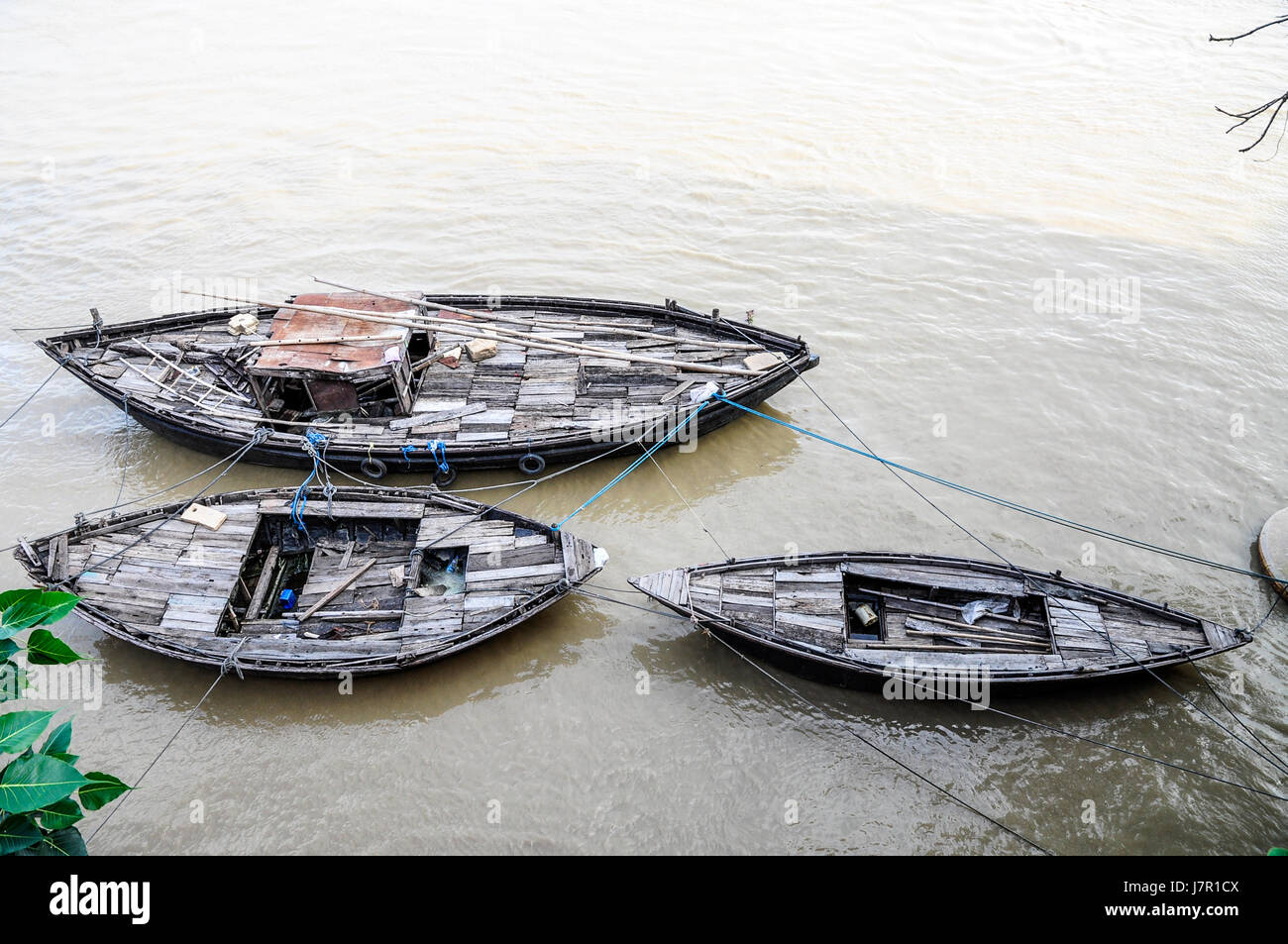 Wooden boats on a ganges river in Varanasi, India Stock Photo - Alamy