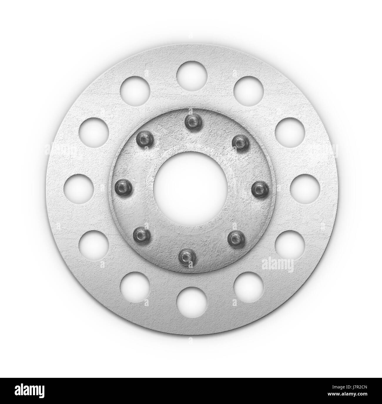 Circular industrial metalic plates with perforated sections attached ...