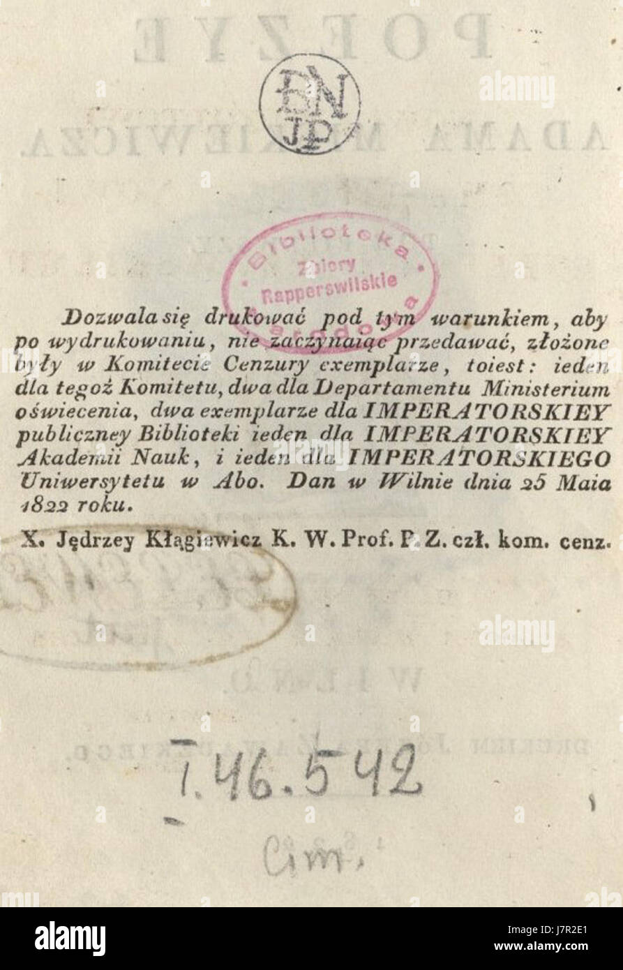 'Adam Mickiewicz Poezye' is a 1822 edition of the collected works of ...