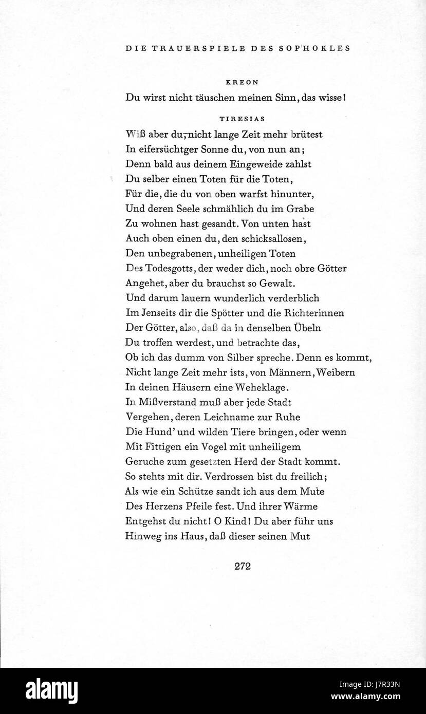 A passage from Sophocles' 'Antigone', line 272, where Antigone ...