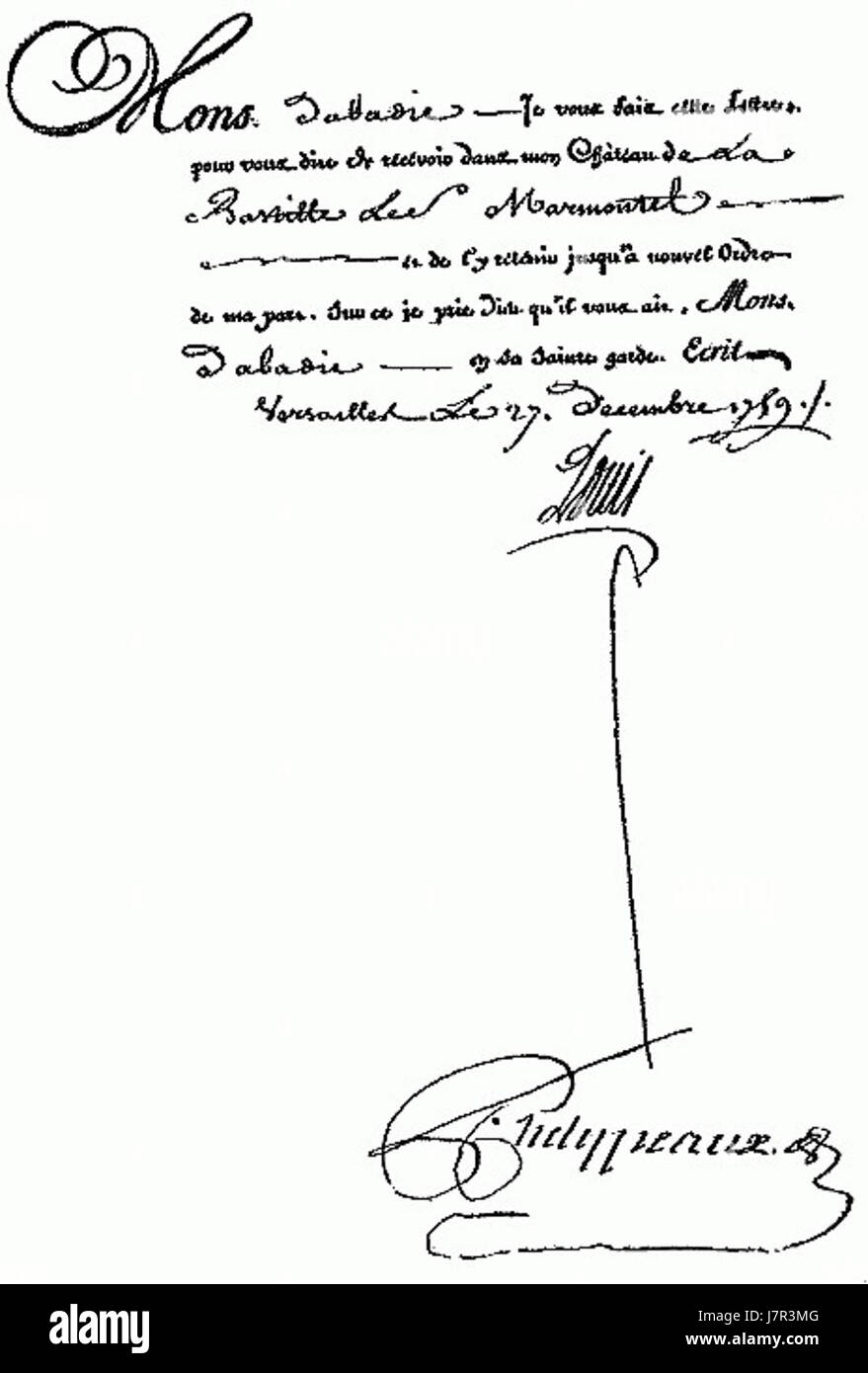 The Bastille letter from 1759 is an important historical document from ...