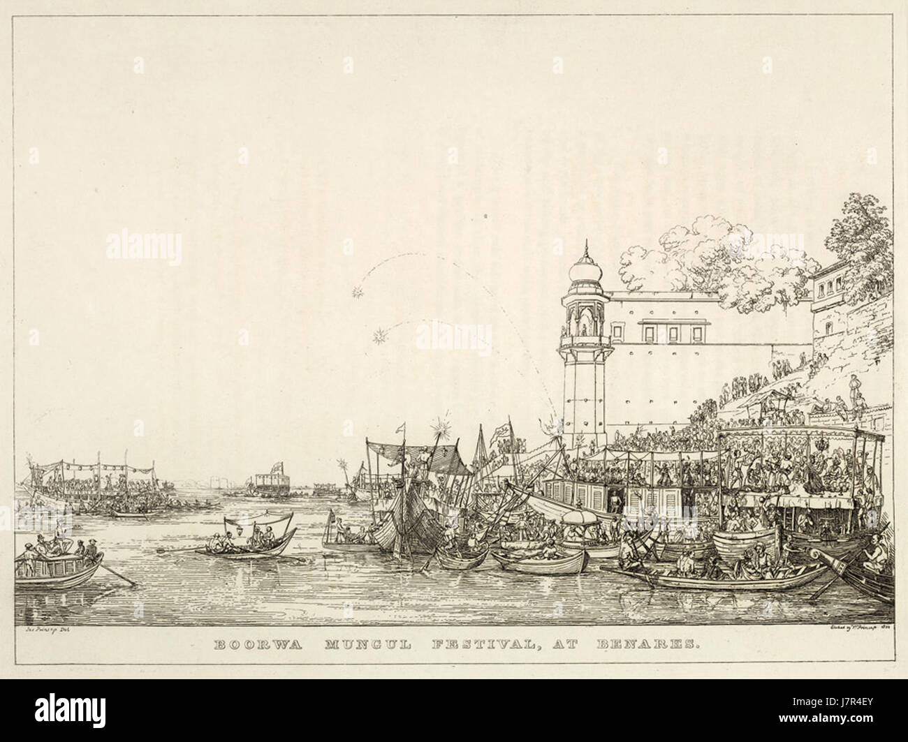 James Prinsep's depiction of the Boorwa Mungul Festival in Benares ...