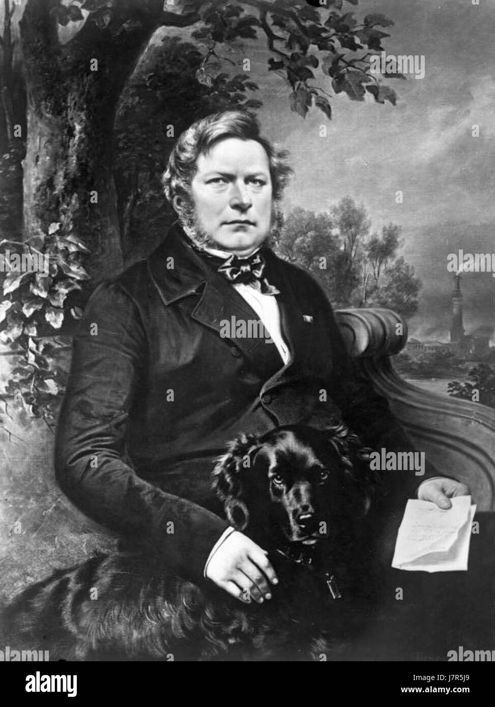 This archival image features August Borsig, a German industrialist ...