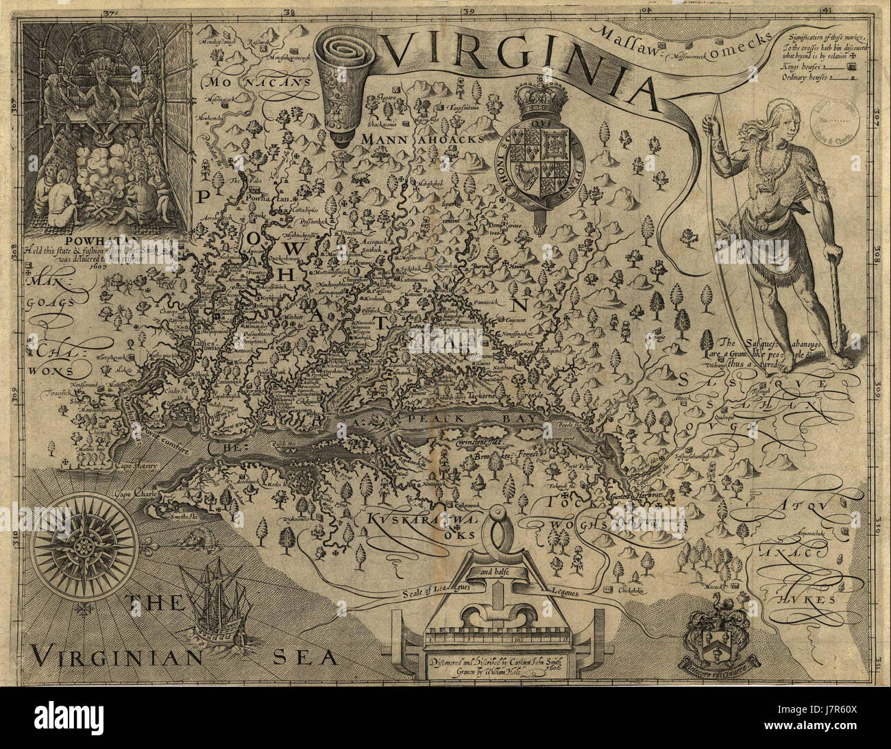 Captain John Smith's 1624 map of Virginia is one of the earliest and ...