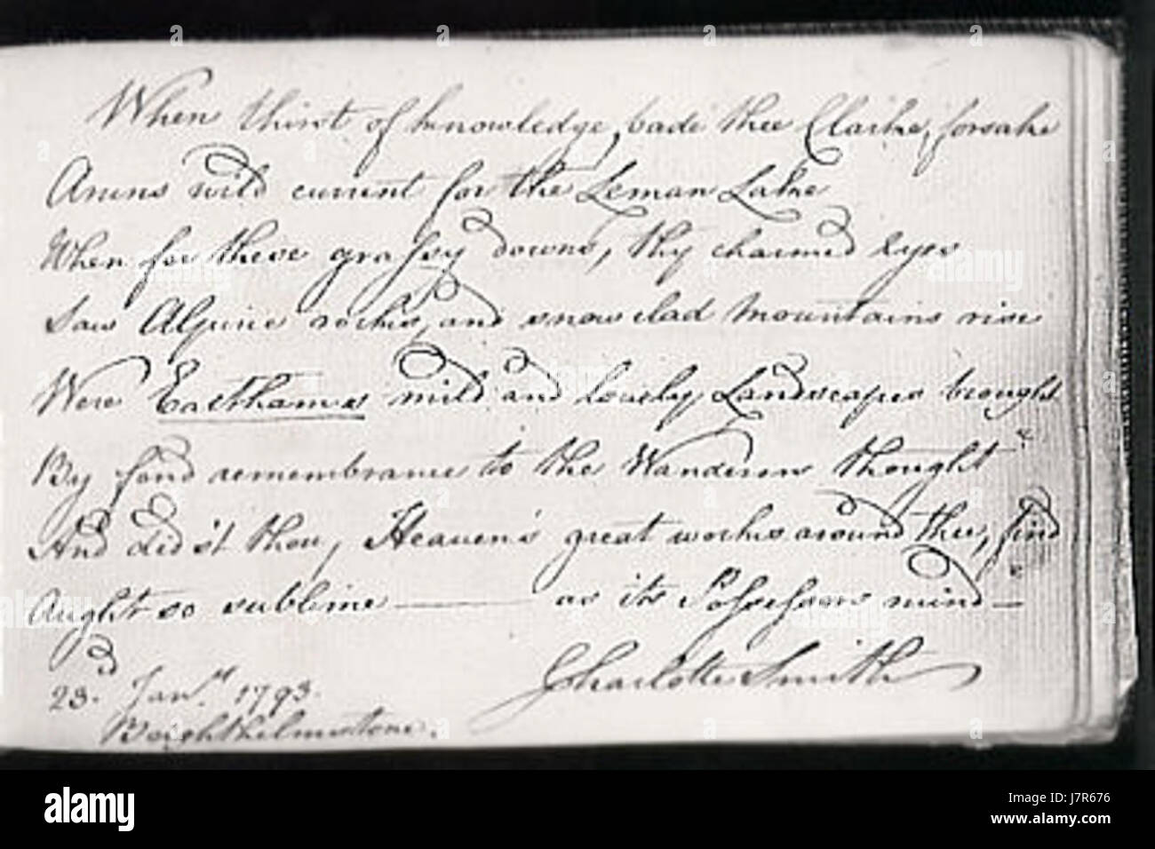 The Charlotte Smith manuscript contains writings by the British poet ...