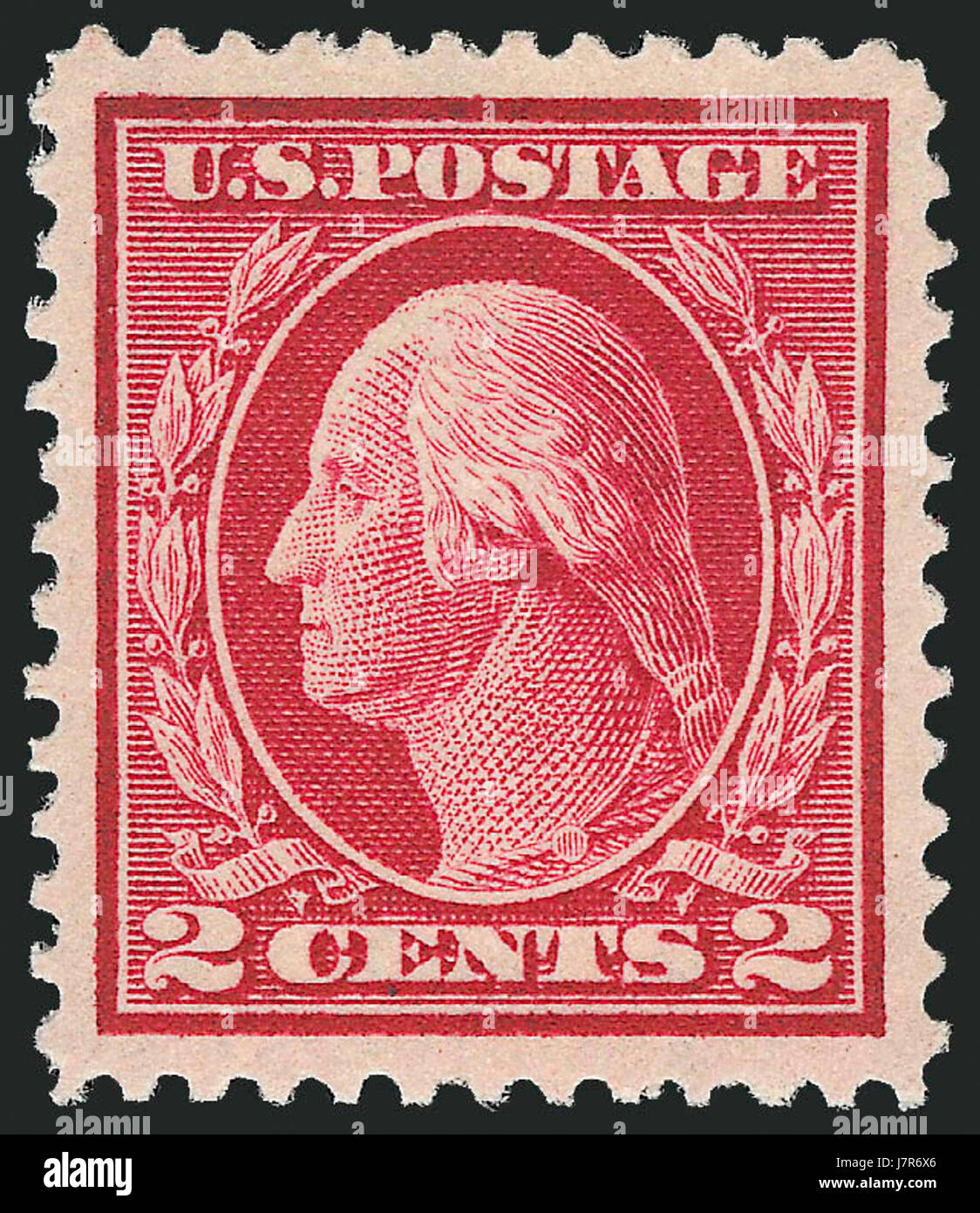 The 2 cent Washington stamp, issued in 1912, features a portrait of ...