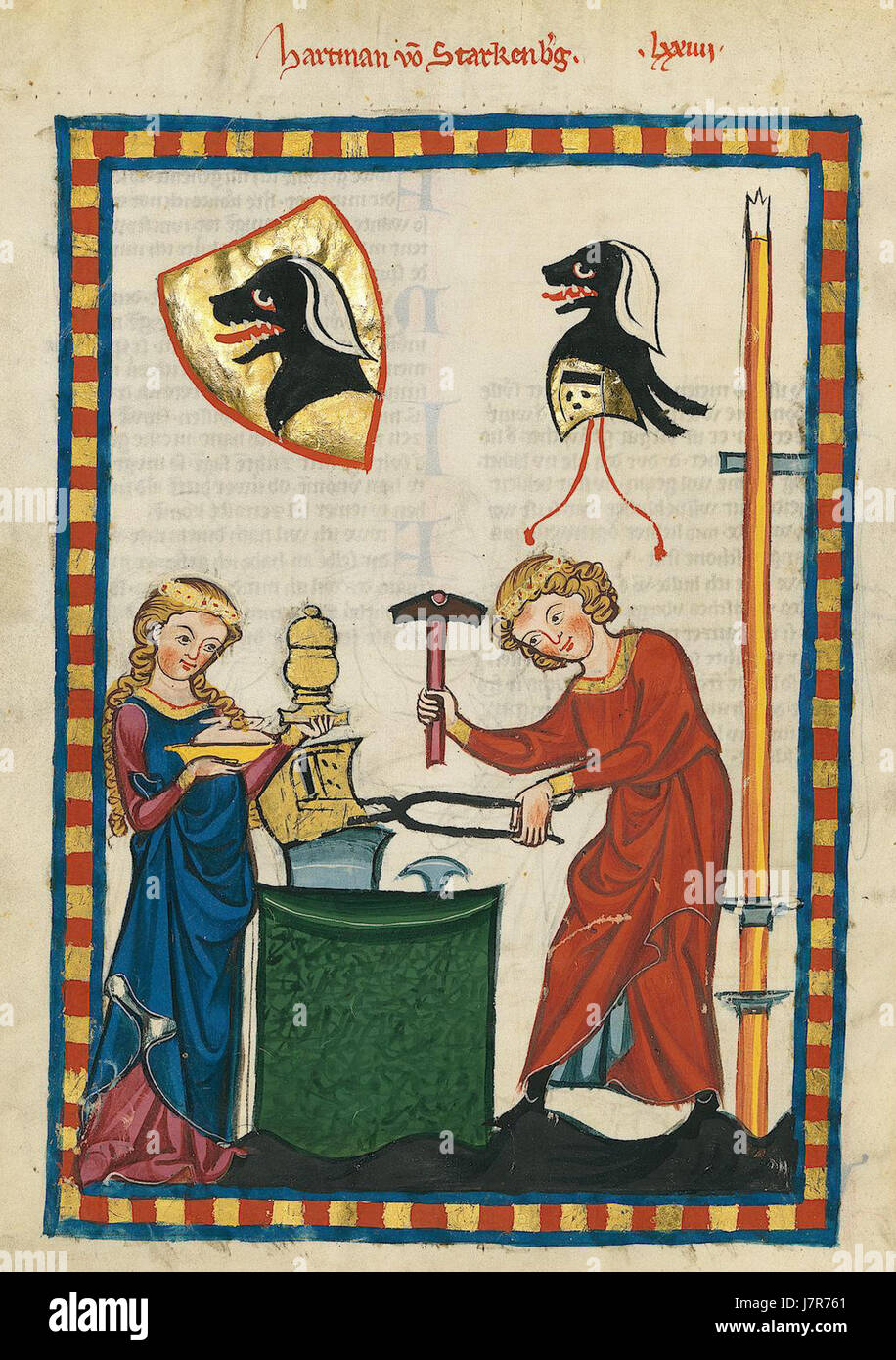 The Codex Manesse, a 14th-century manuscript, contains a page depicting ...