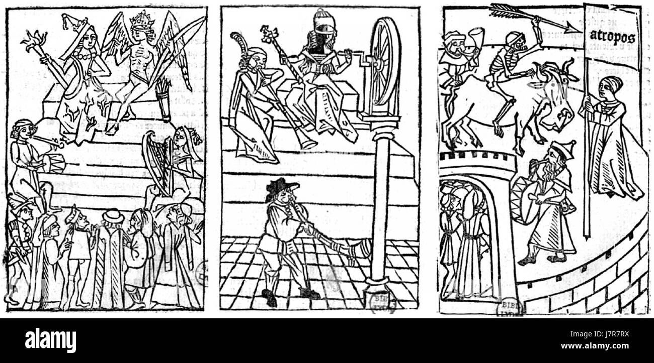 'Danse aveugles' (Blind Dance) is a woodcut print from 1479, depicting ...