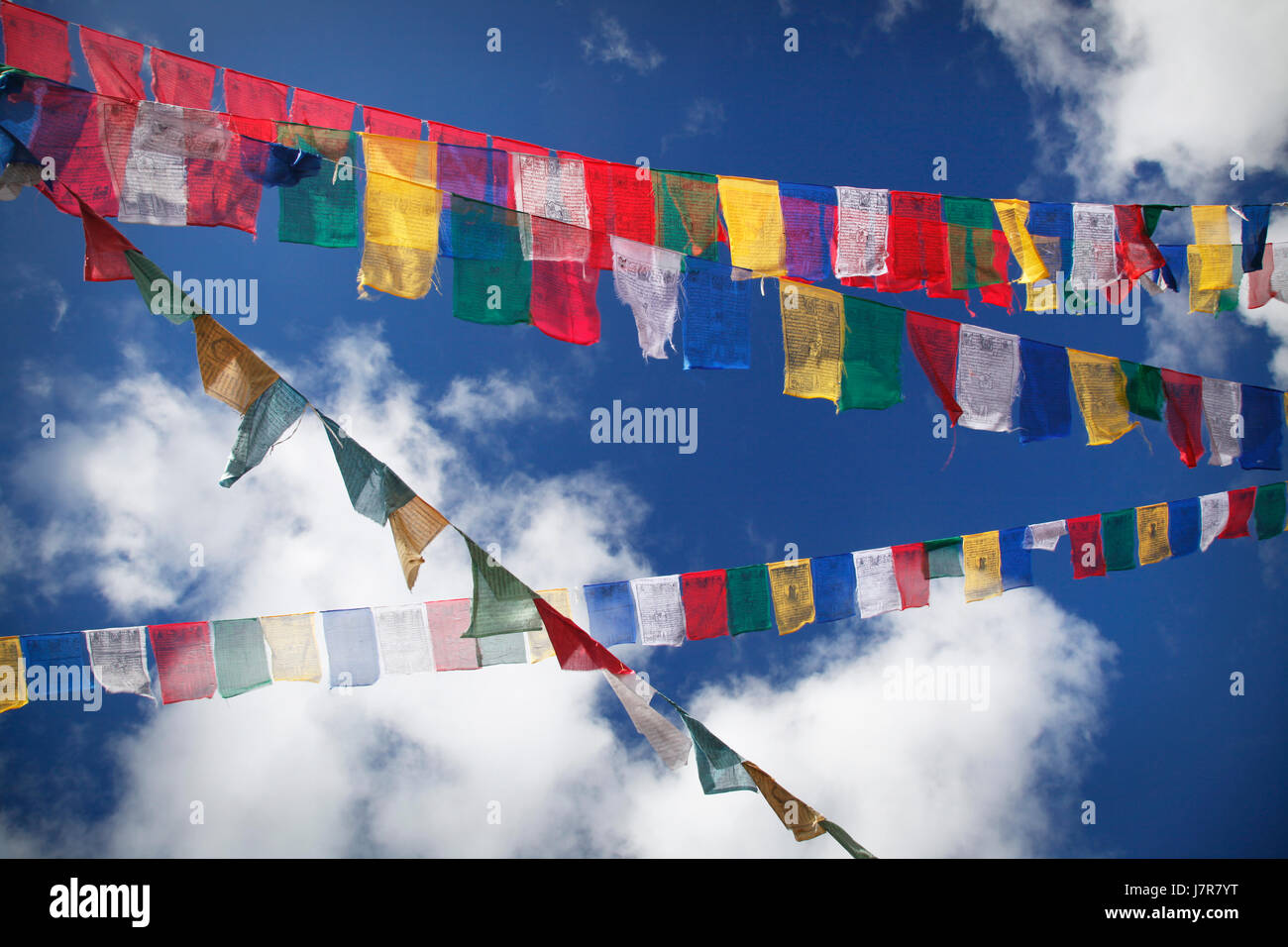 colour flags prayer tibetan color firmament sky buddhism blue religion ...