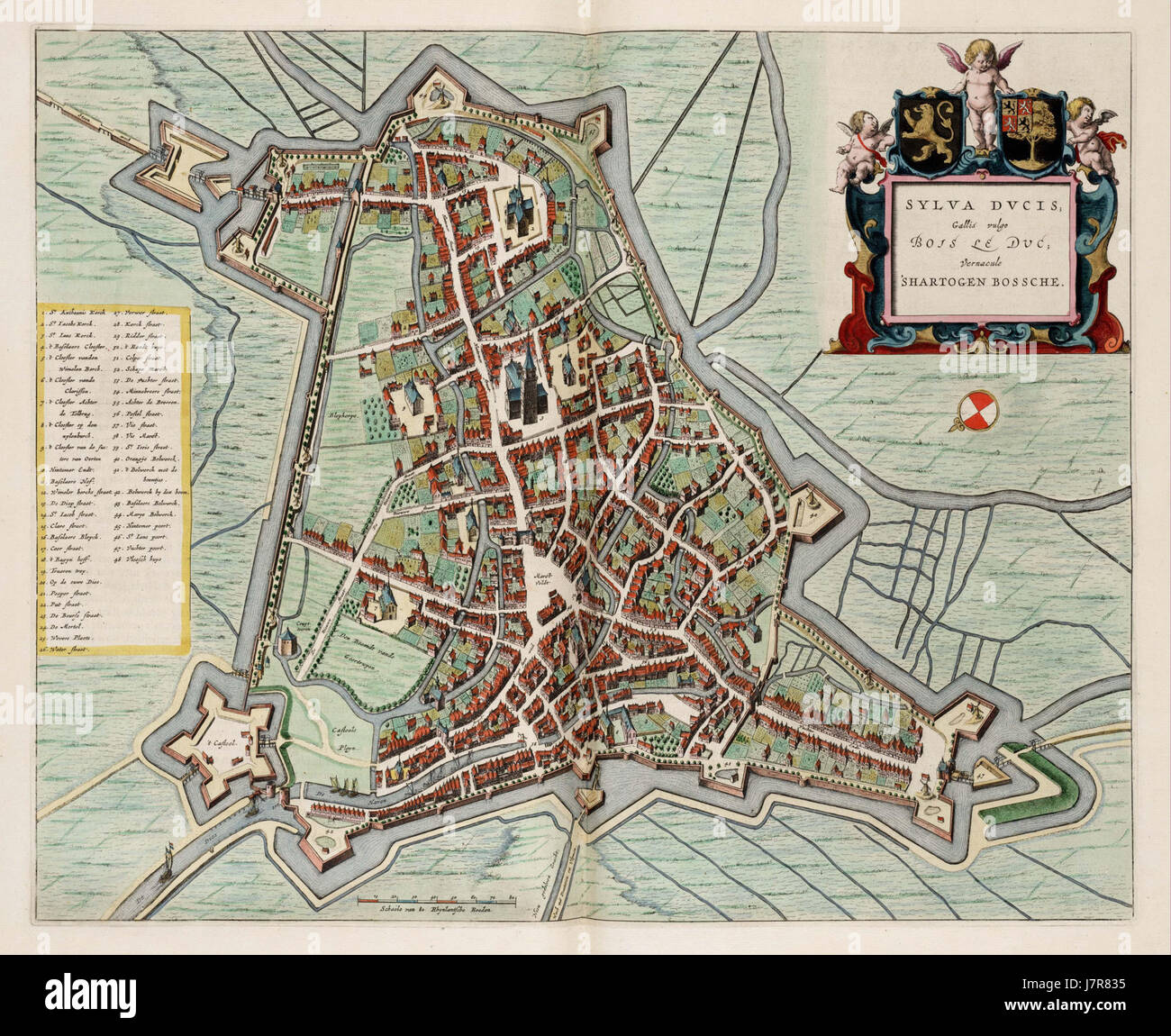 Den Bosch is depicted in a historical map created by Blaeu, showcasing ...