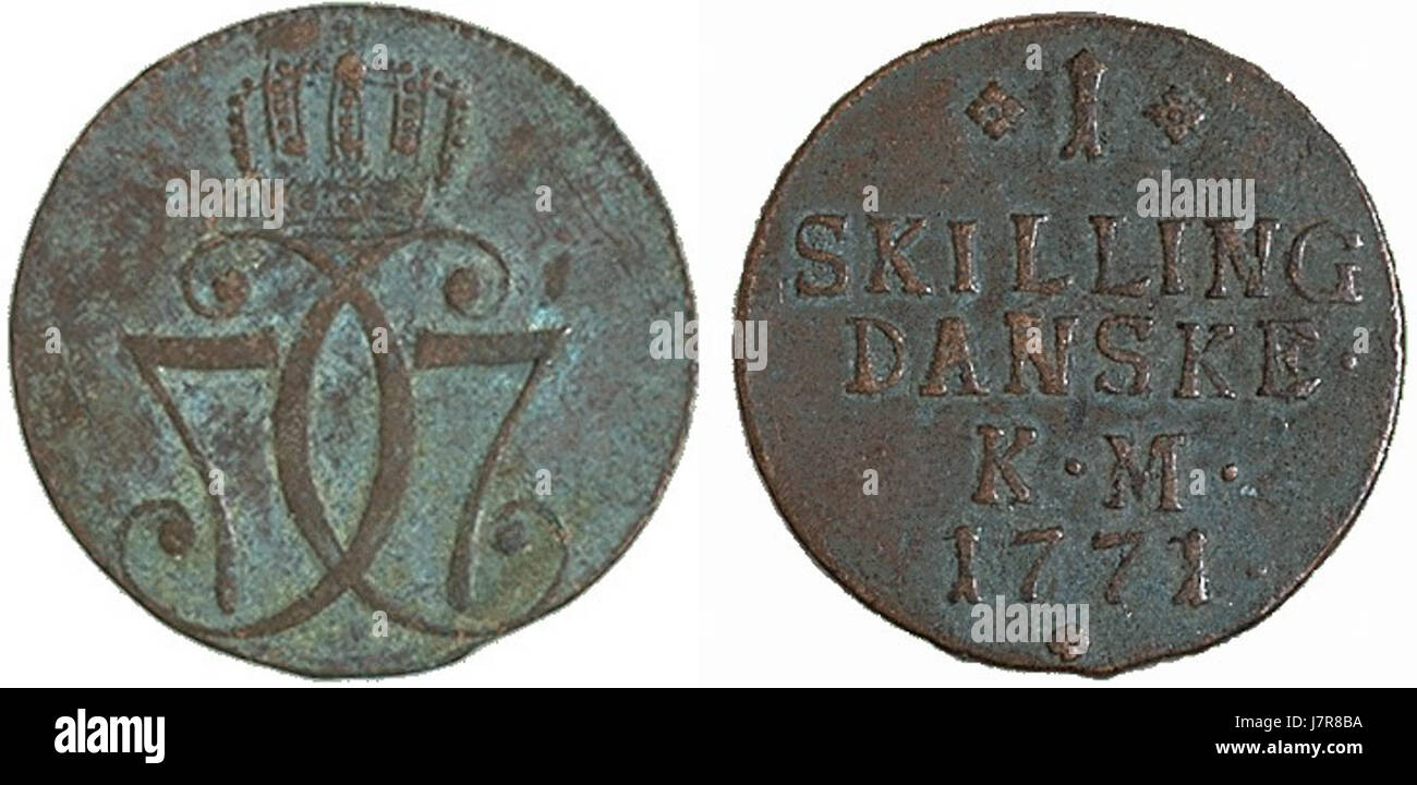 This is a copper coin from 1771, valued at one Schilling. It was used ...