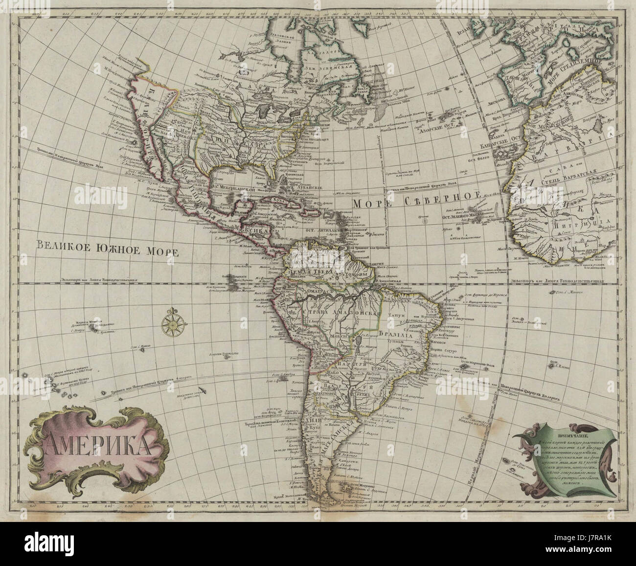 America Map 1745 (rus Stock Photo - Alamy