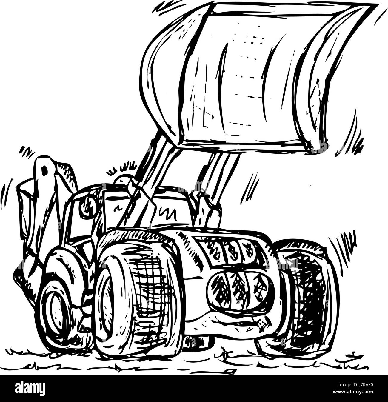 isolated colour illustration paint draw cartoon dozer tool big large ...