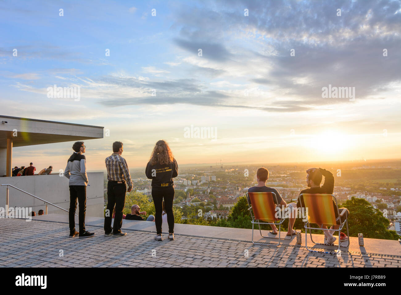 district Karlsruhe-Durlach: view from terrace of mountain Turmberg to ...