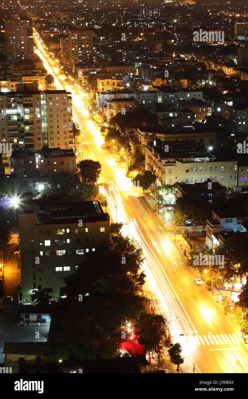 city town night nighttime lights cuba aerial havana houses city town ...