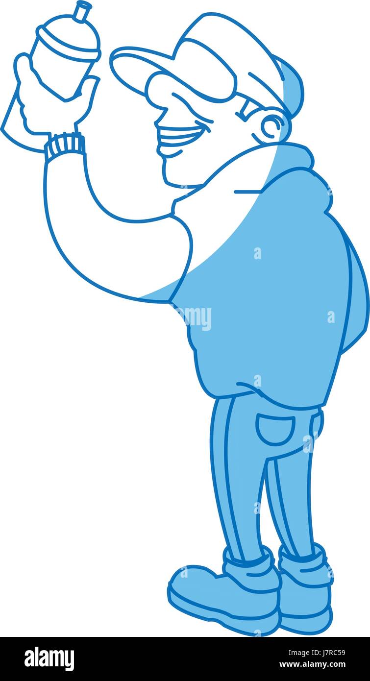 Cartoon young guy graffiti spray Stock Vector Images - Alamy