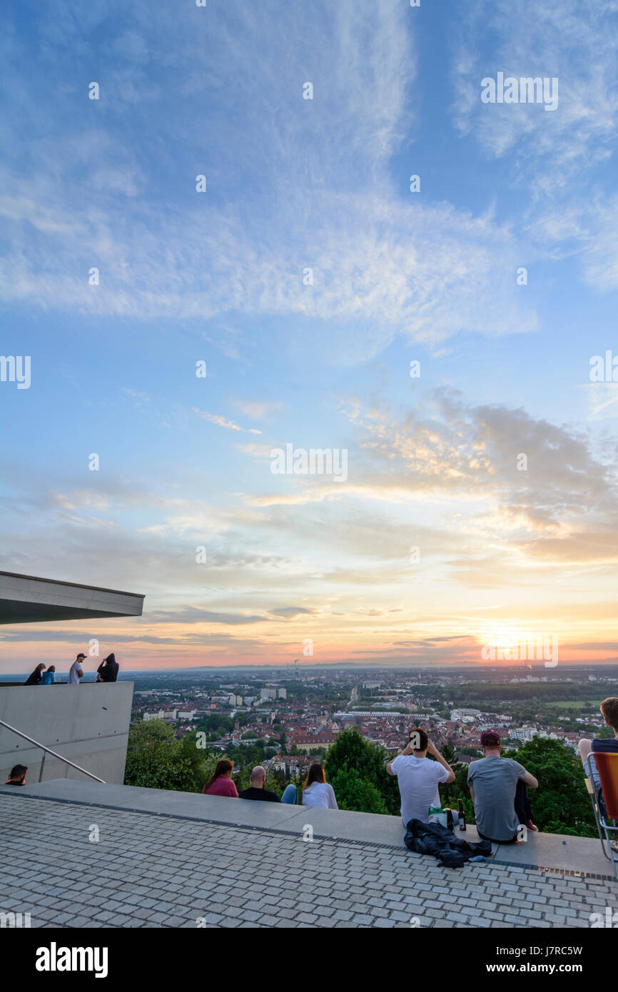 district Karlsruhe-Durlach: view from terrace of mountain Turmberg to ...