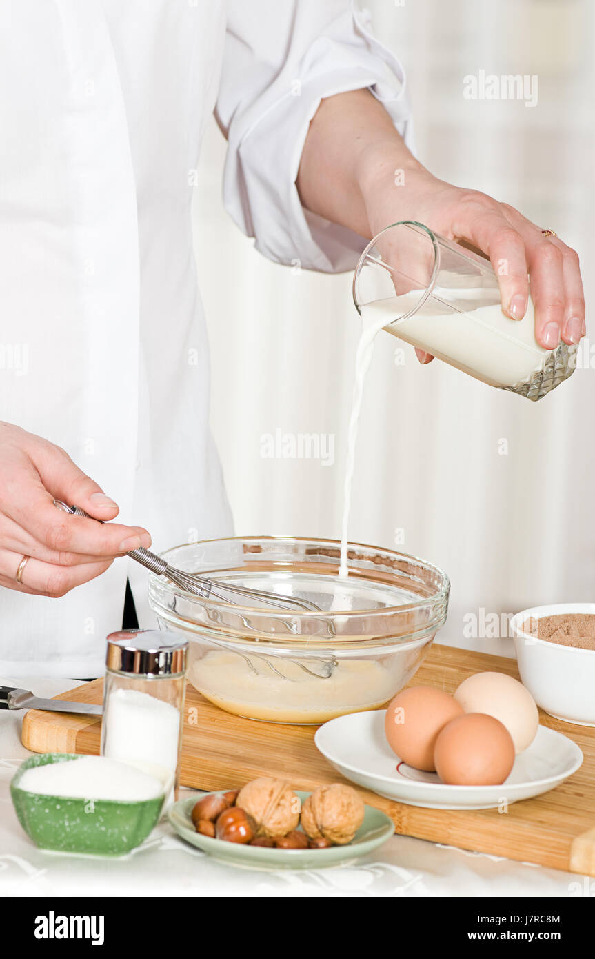 Hand Milk Boil Cooks Boiling Cooking Egg Yolk Whisk Bowl Woman Cup