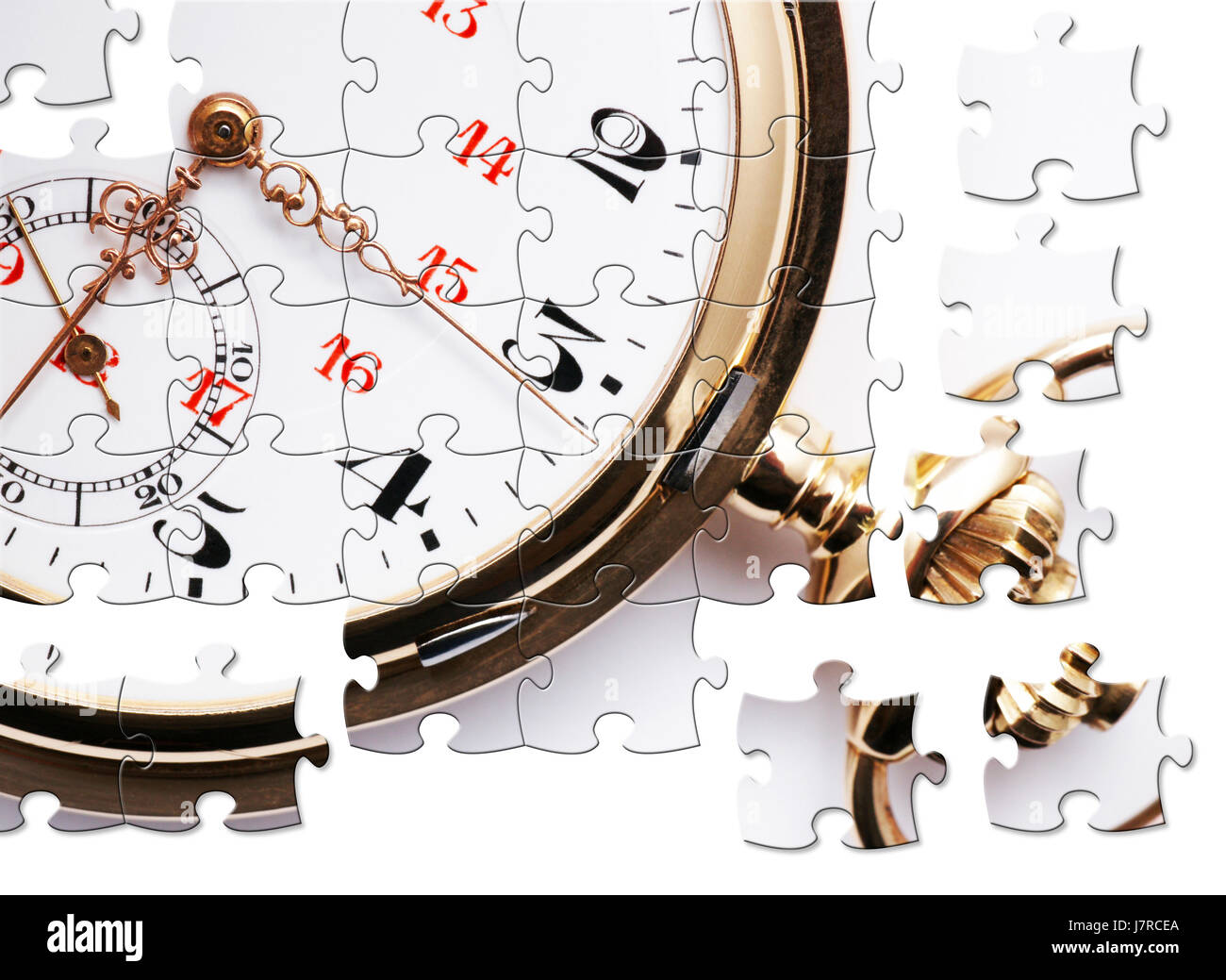 golden pocket watch - antiques puzzle Stock Photo - Alamy