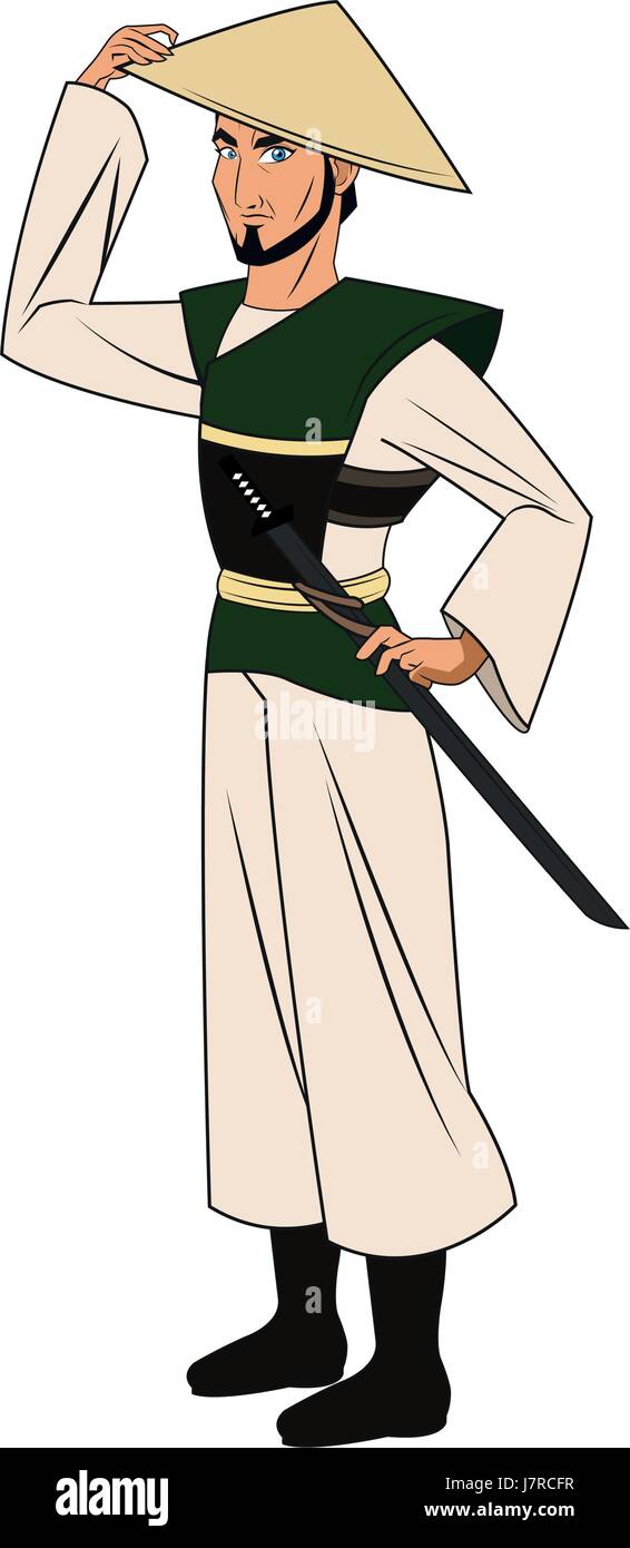 character asian man to ancient clothes and hat Stock Vector Image & Art ...