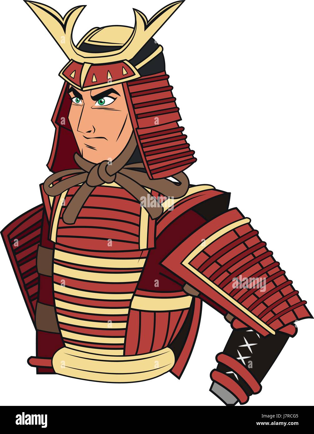 animation samurai man to ancient clothes. wearing armor helmet mask ...