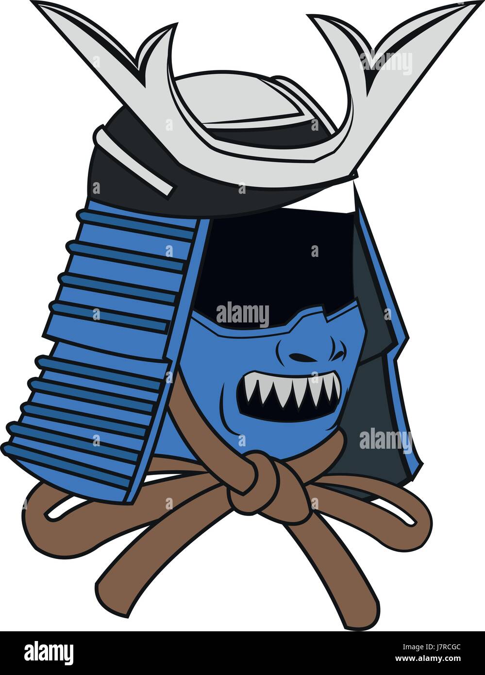 blue mask samurai helmet warrior image Stock Vector Image & Art - Alamy