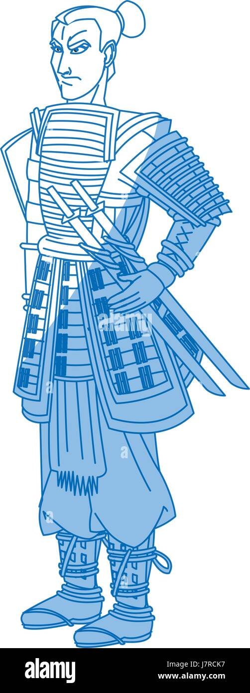 japanese samurai cartoon hero warrior clothes Stock Vector Image & Art ...
