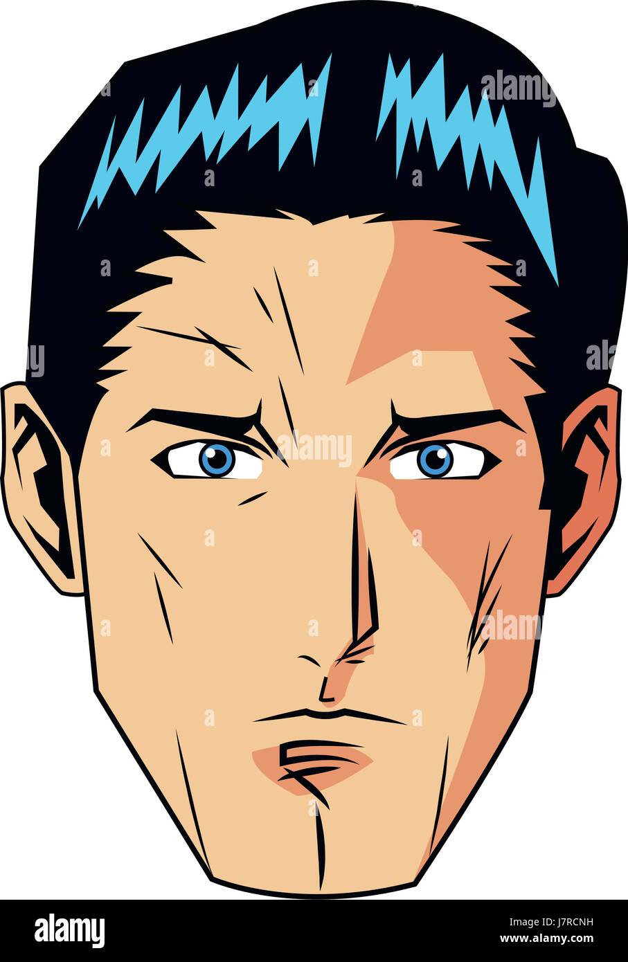 face super hero comic angry expression character Stock Vector Image ...