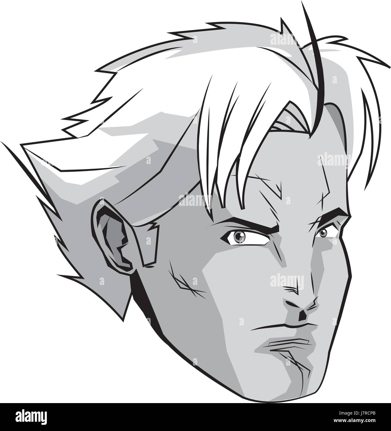 face super hero comic angry expression character Stock Vector Image ...