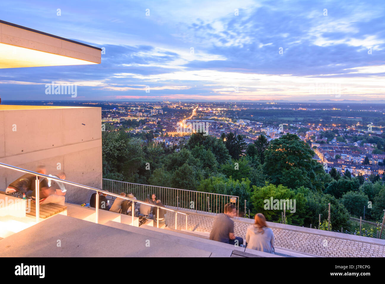 district Karlsruhe-Durlach: view from terrace of mountain Turmberg to ...