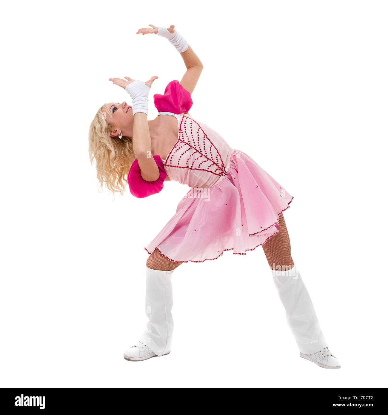 Disco dancer showing some movements against isolated white Stock Photo ...