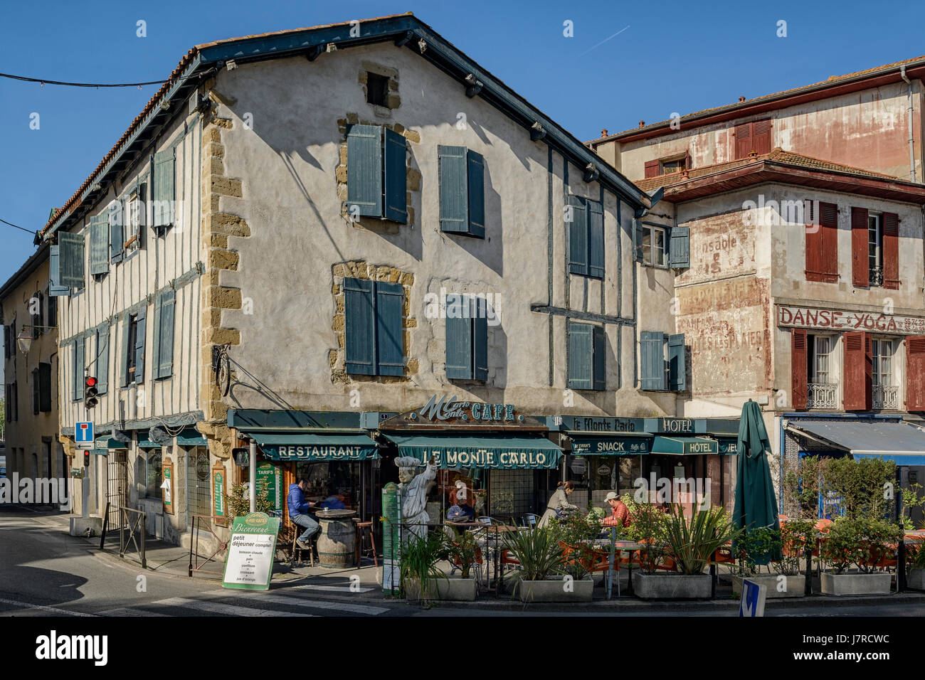 Old houses in the center of Bayonne, a city in the Aquitaine, France ...