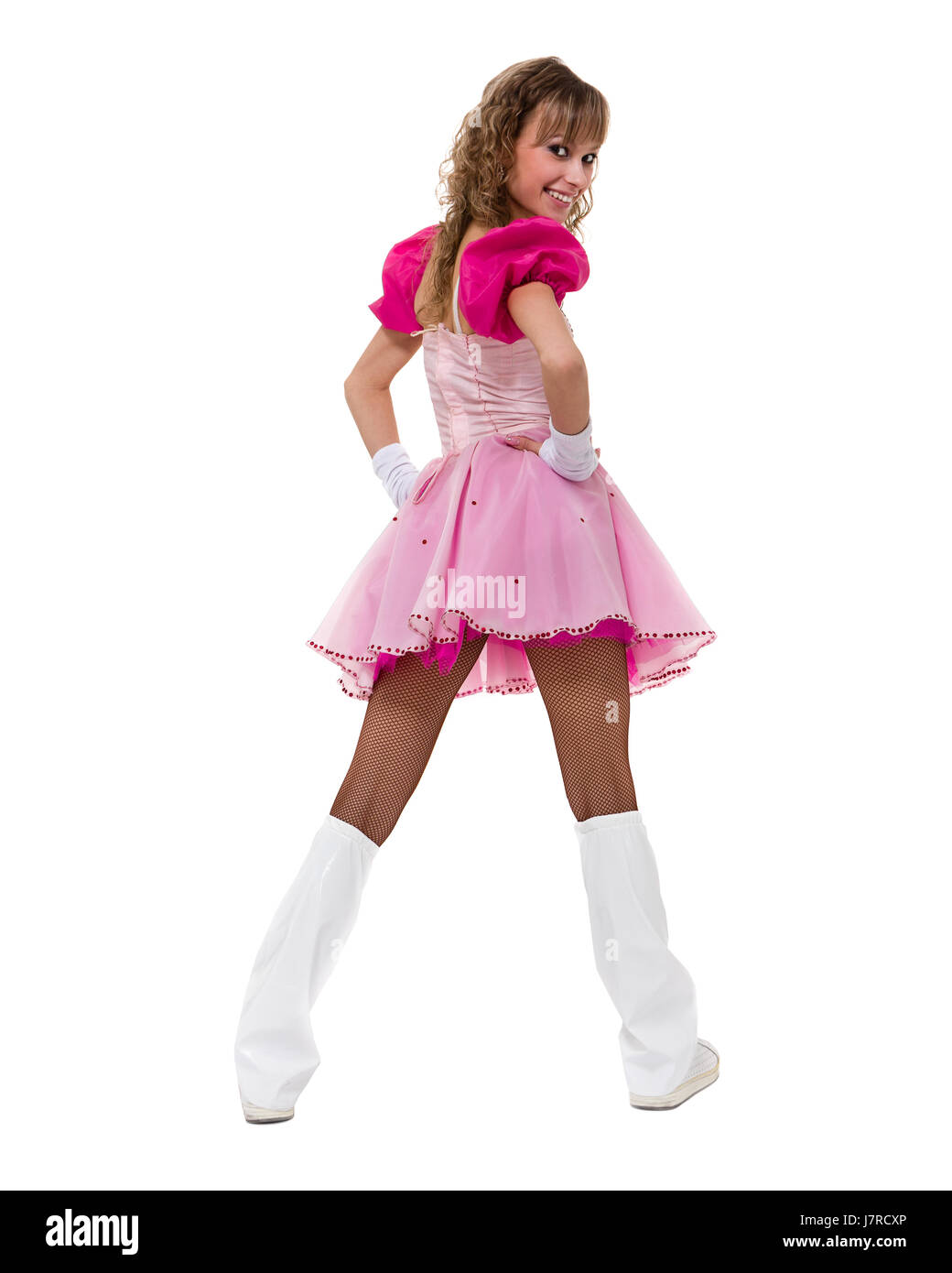 Disco dancer showing some movements against isolated white Stock Photo ...