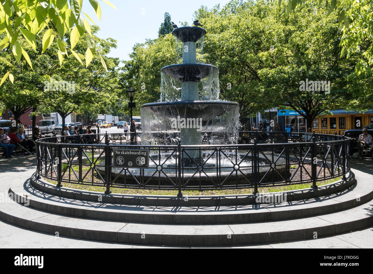 Fountain in Father Demo Square, Greenwich Village, NYC, USA Stock Photo ...