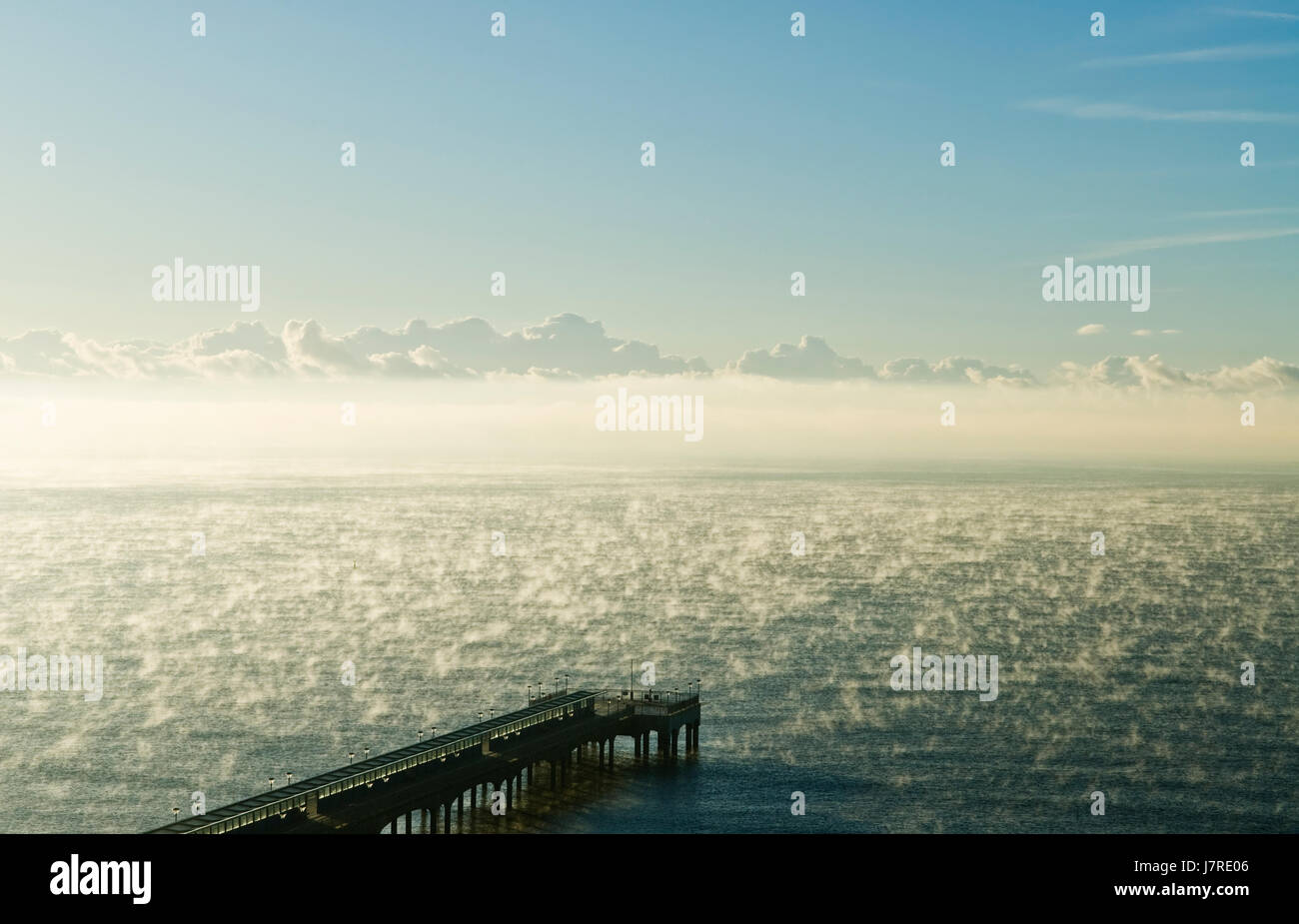 fog england pier salt water sea ocean water colour cloud picturesque ...