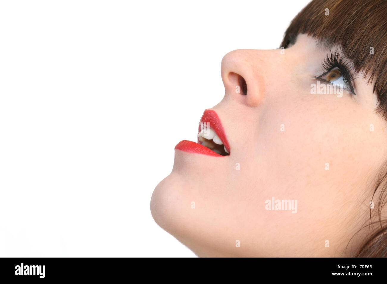 woman look glancing see view looking peeking looking at astonishment ...