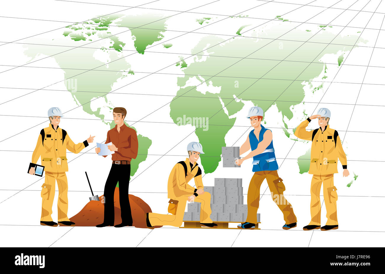 work factory globe planet earth world silhouettes workman map atlas map ...