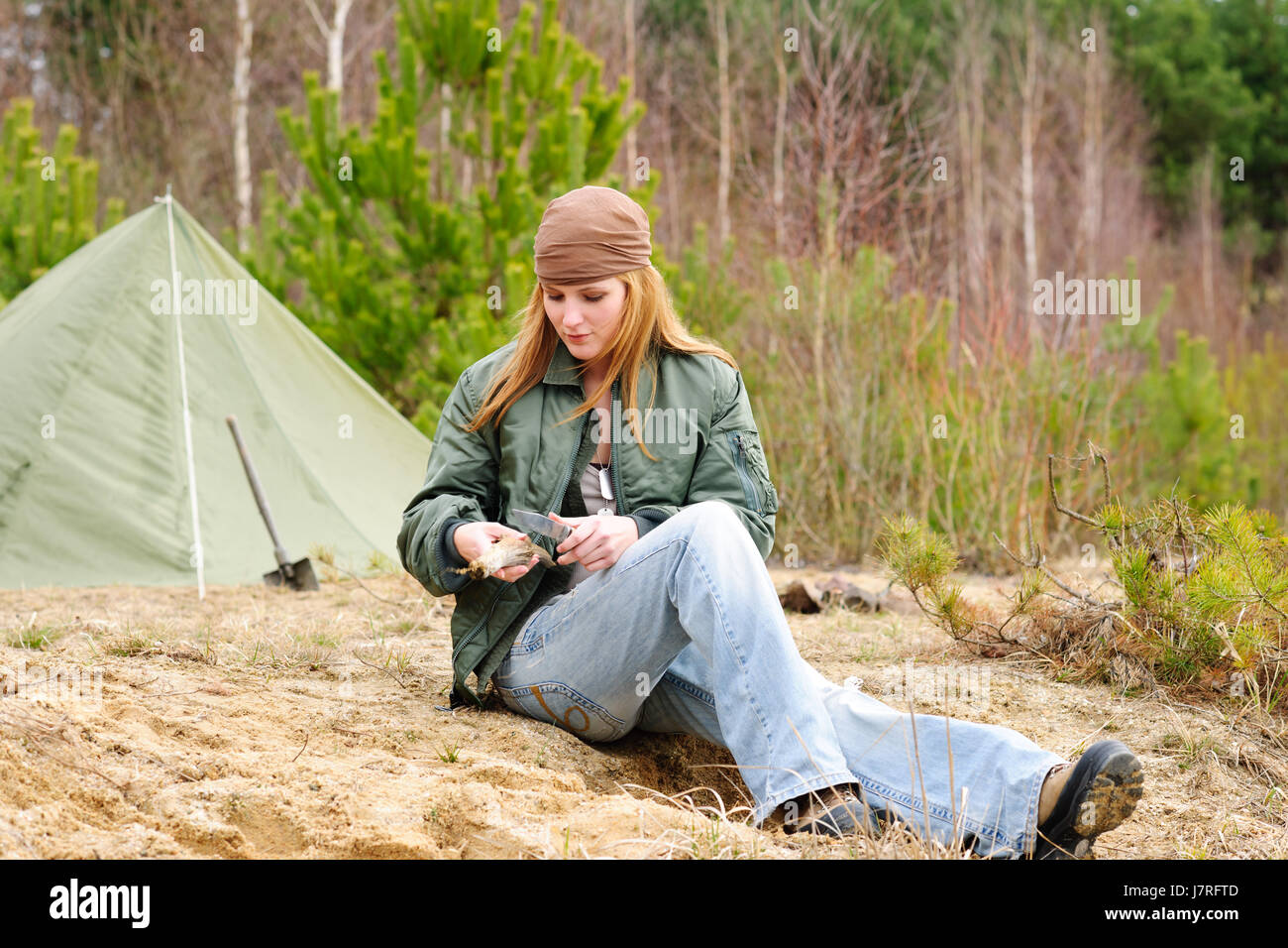 woman travel wood camping tent forest nature woman beautiful ...
