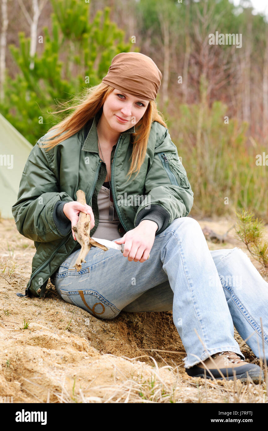 woman travel wood camping tent forest nature woman beautiful ...