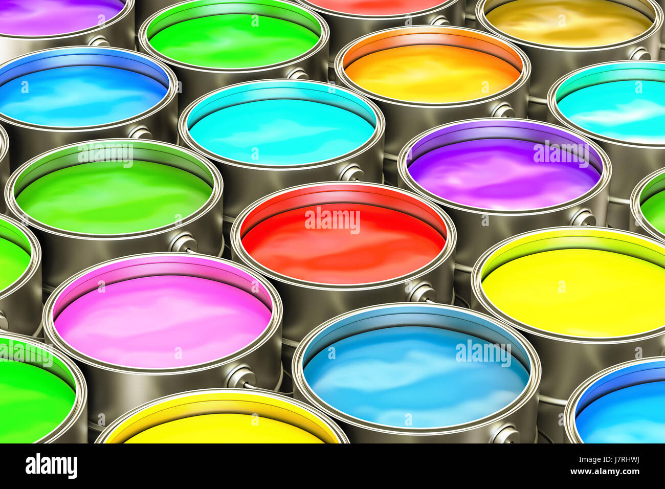 Paint cans closeup background. 3D rendering Stock Photo - Alamy