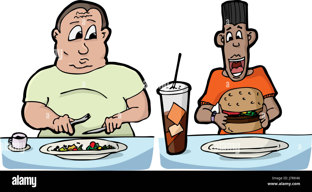 Cartoon illustration hungry men eating hi-res stock photography and ...