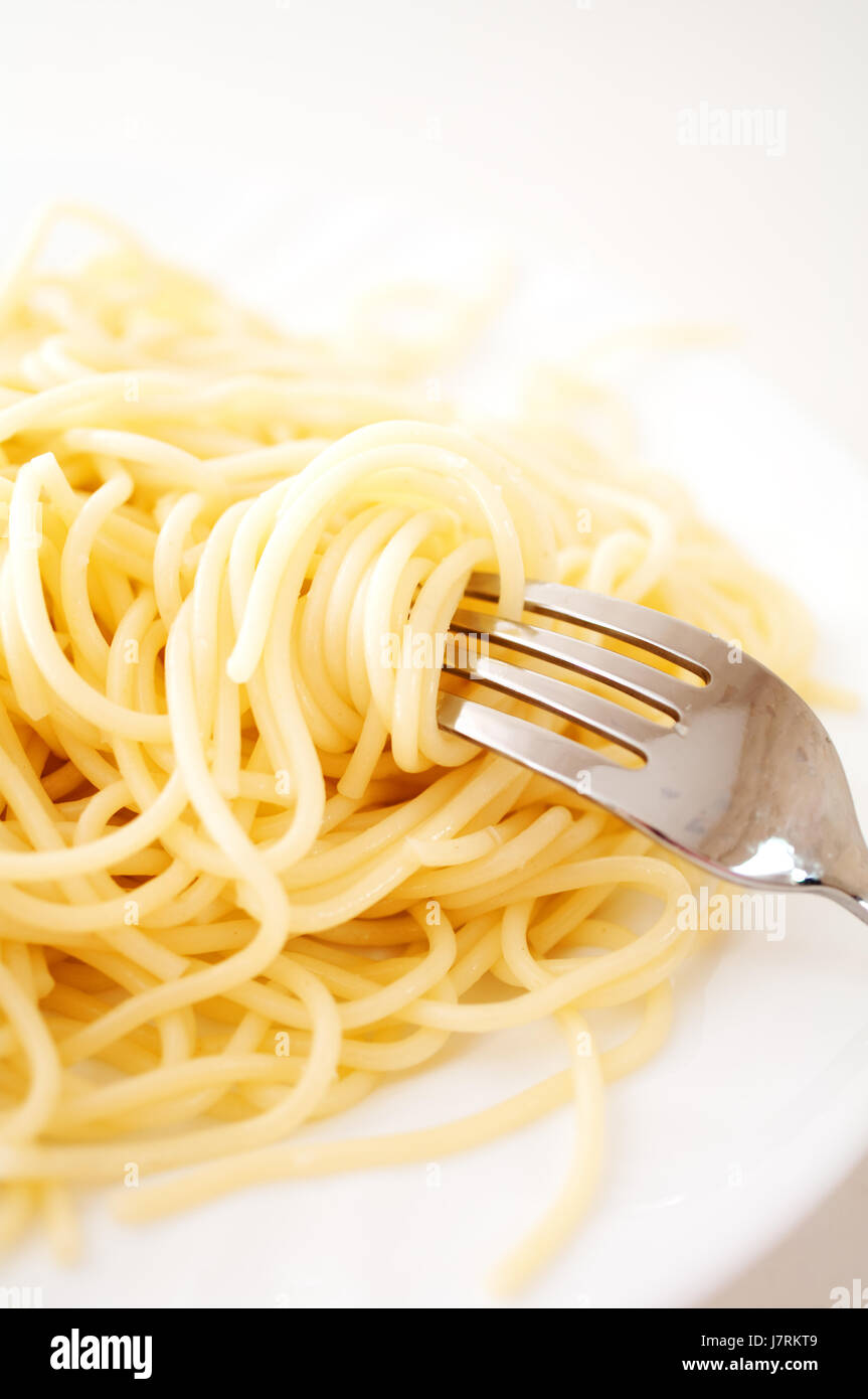 closeup plate spaghetti food dish meal pasta fork food aliment detail ...