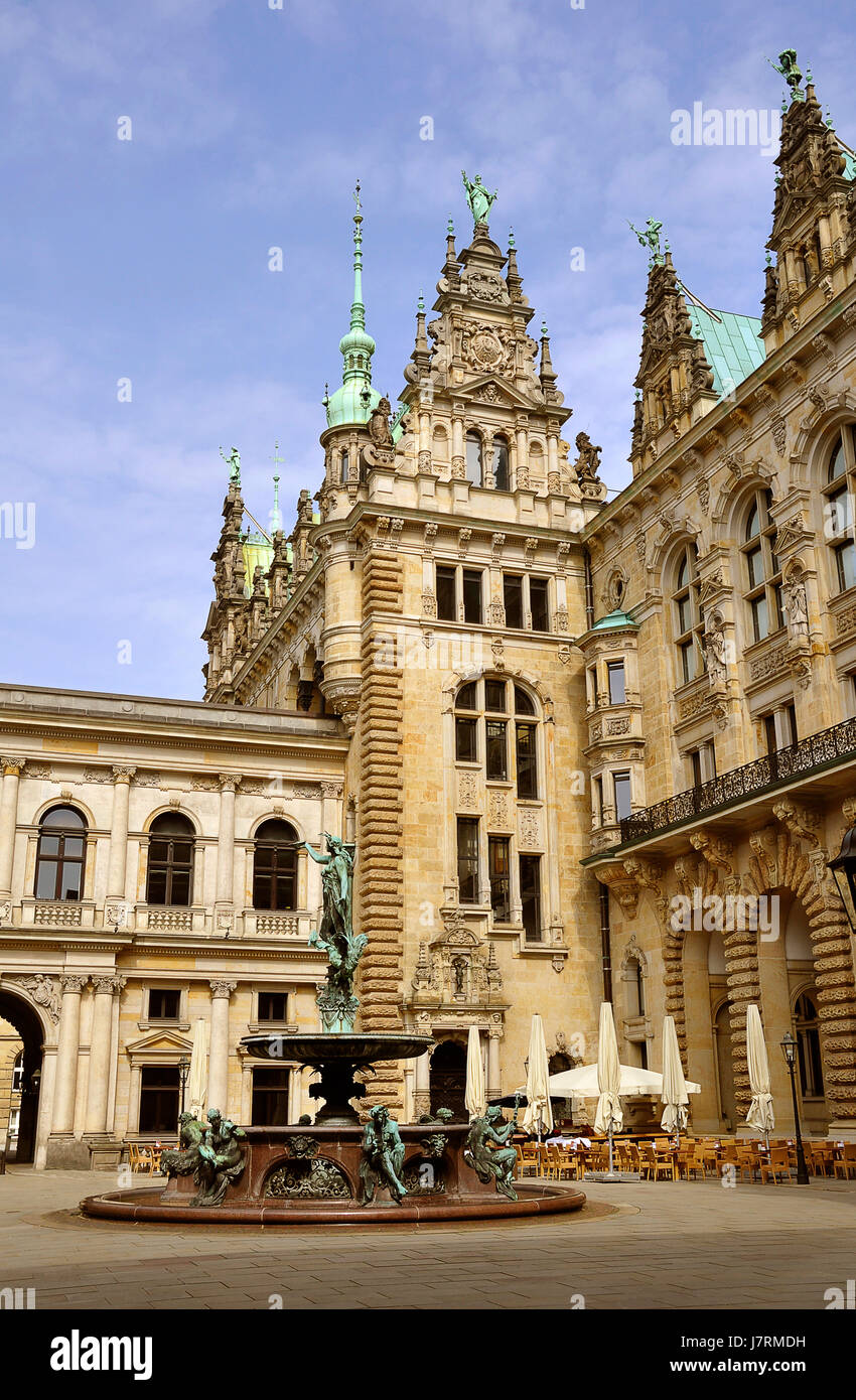 historical hamburg town hall fountain hamburger burger building ...
