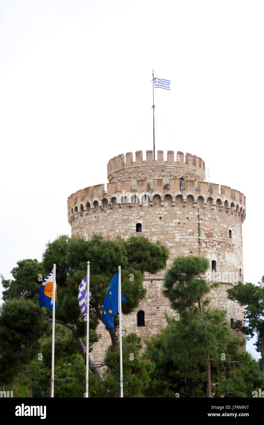 tower greece castle landmark white chateau tower travel monument tree ...