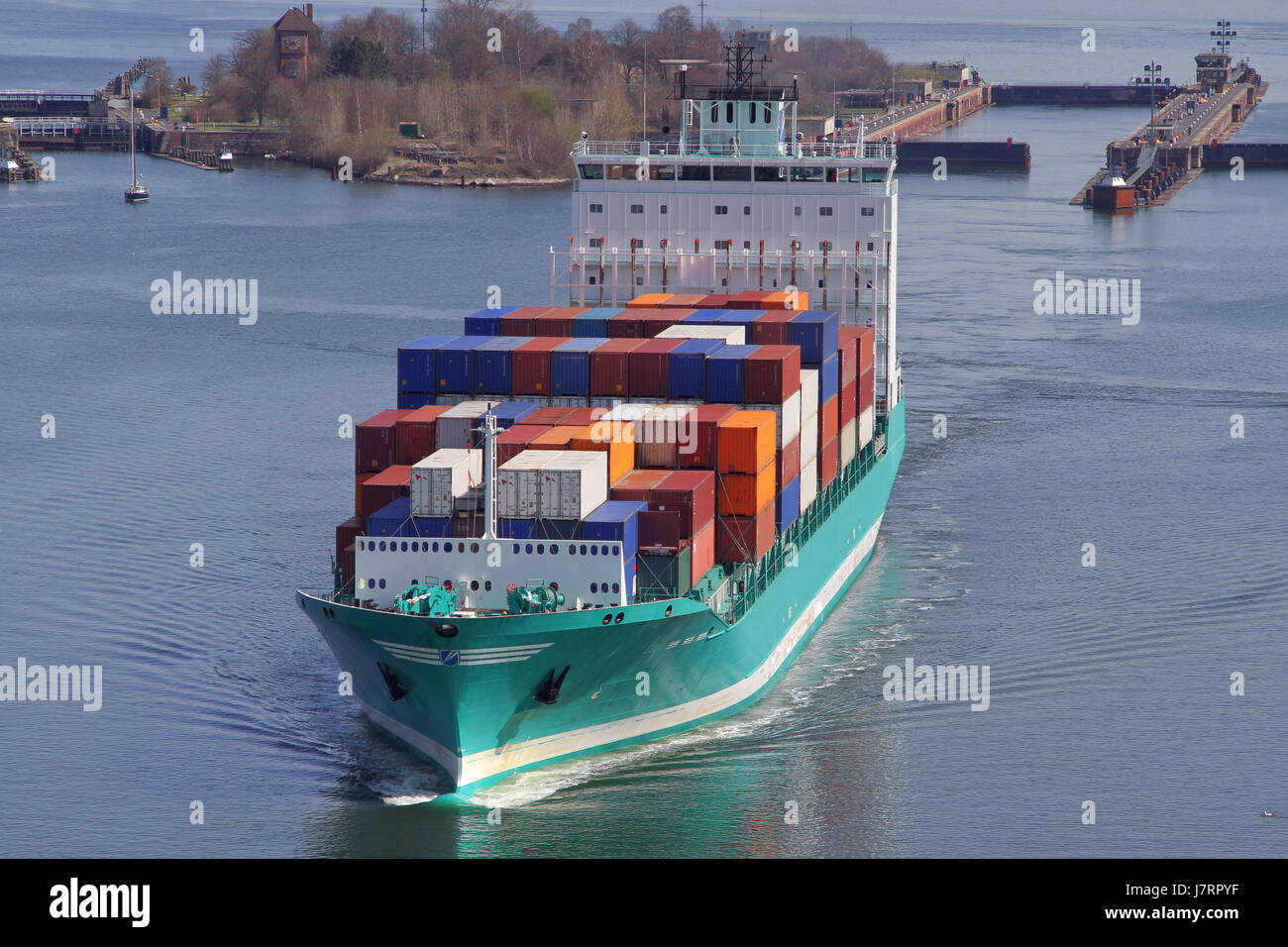 aerial perspective container ship export economic growth aerial ...