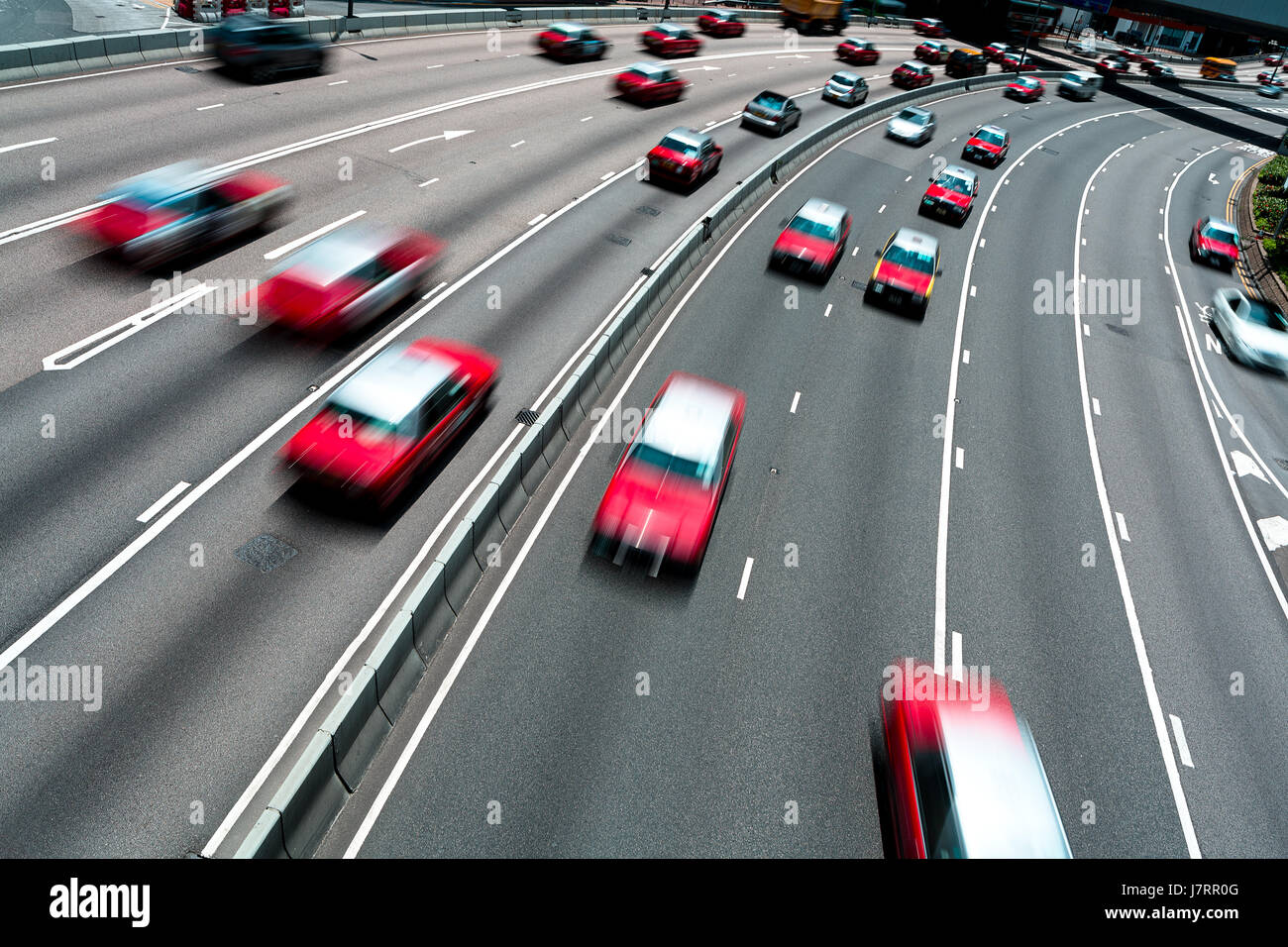 Traffic on multiple lane highway with motion blur Stock Photo - Alamy