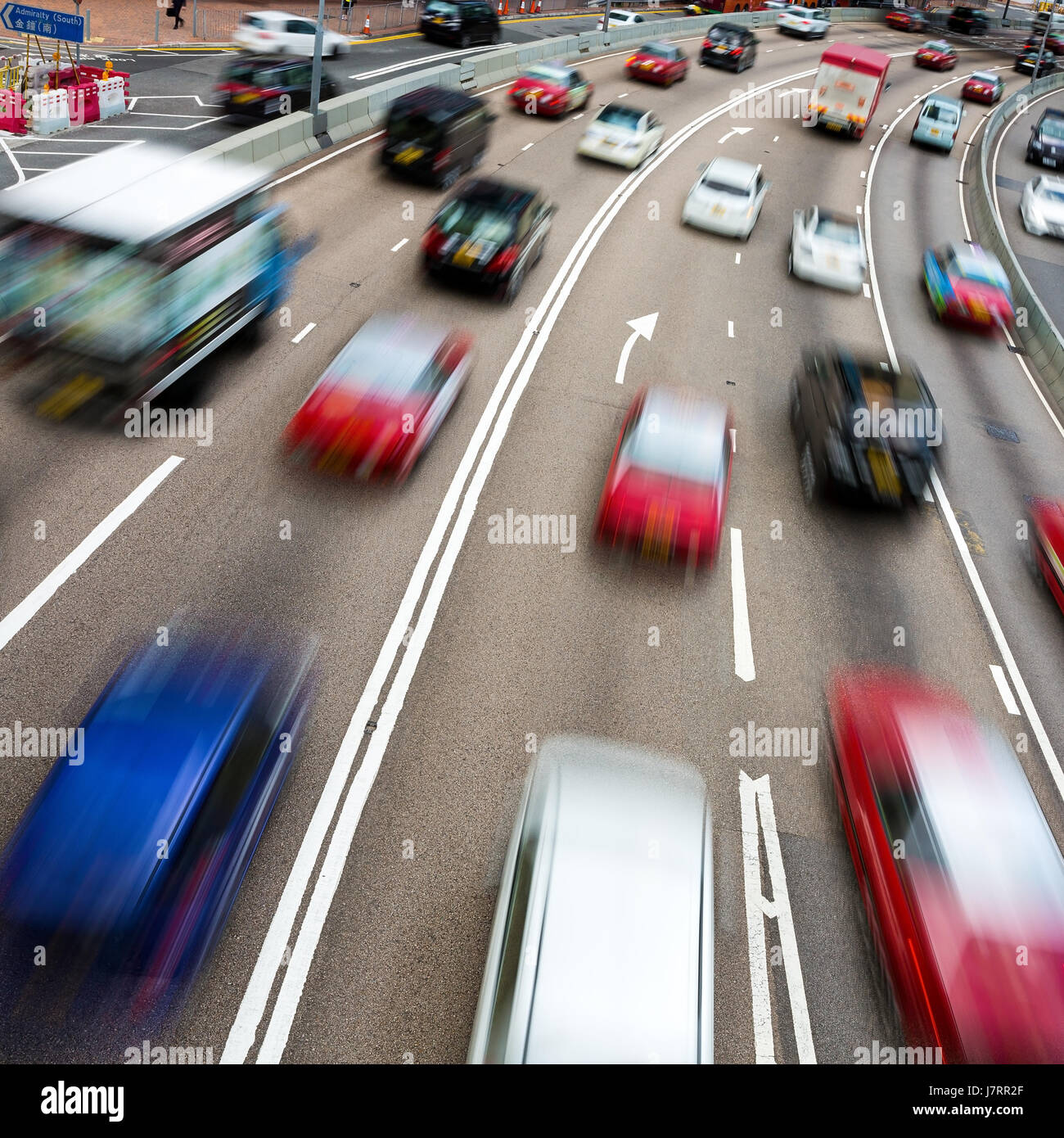 Traffic on multiple lane highway with motion blur Stock Photo - Alamy